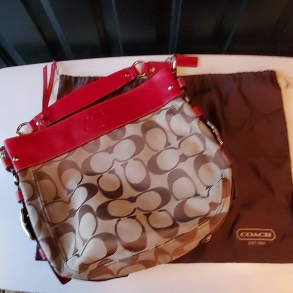 Coach | Bags | Coach Large Signature Bag Red Leather | Poshmark